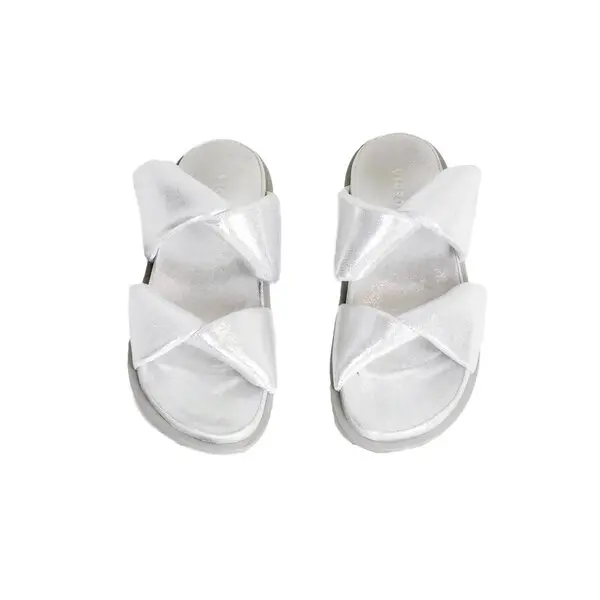 VICSON Leather Slides - Silver