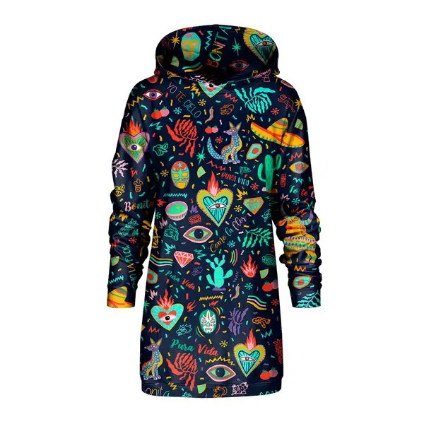 ALOHA FROM DEER Oversized Hoodie Dress With Graphics - Black