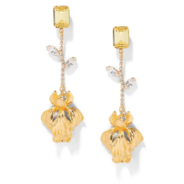 THE PINK REEF Floral Dangle Earrings - Yellow