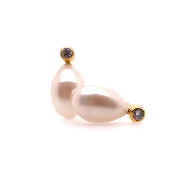 GEM BAZAAR JEWELLERY Pearly Gates Tear Drop Earrings - Gold/white