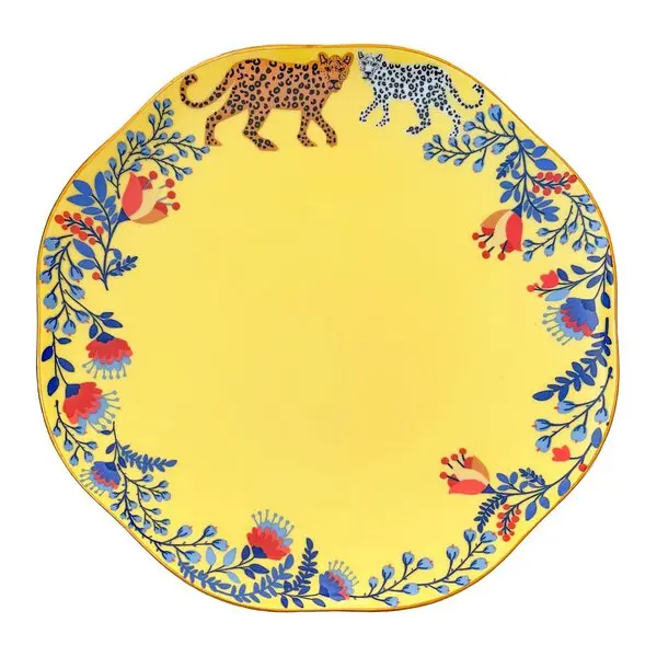 JESSIE ZHAO NEW YORK Amazon Rainforest Bone China Dinner Plate - Yellow