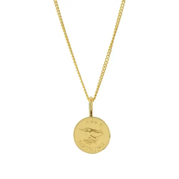 KATIE MULLALLY English Farthing Coin Pendant Necklace - Gold