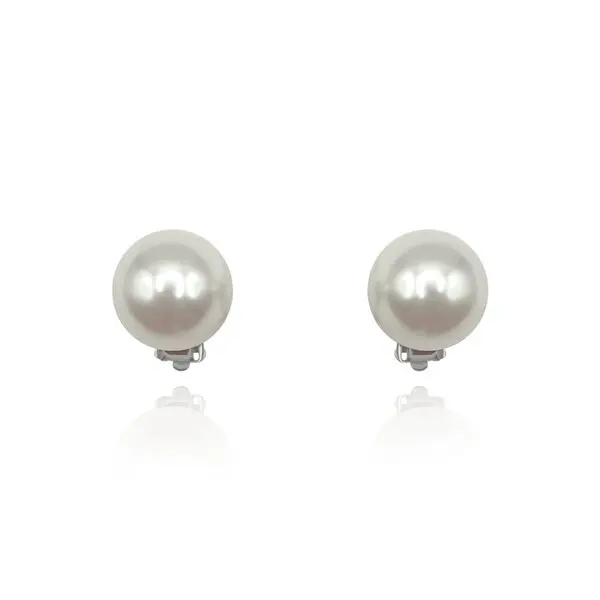 MICHAEL NASH JEWELRY Sterling Silver Shell Based Pearl Clip On Earrings - Gray