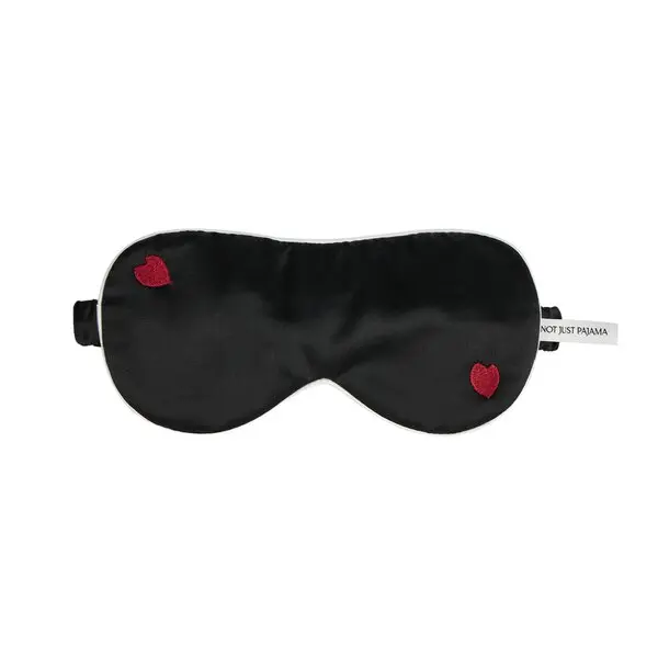 Not Just Pajama Little Heart Silk Sleeping Eye Mask - Black