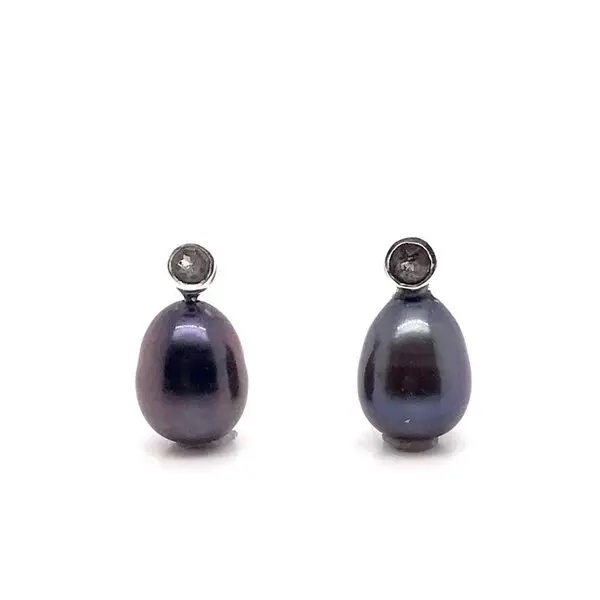 GEM BAZAAR JEWELLERY Pearl Stud Earrings - Black