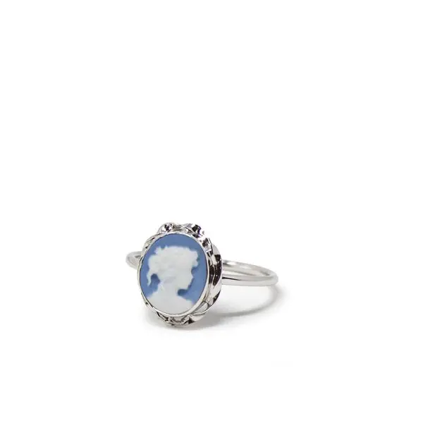 VINTOUCH ITALY Sterling Silver Mini Cameo Ring - Blue/silver