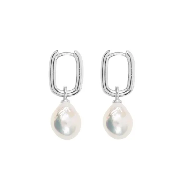 ORA PEARLS Aetia Baroque Pearl Hoop Earrings - Gold/white
