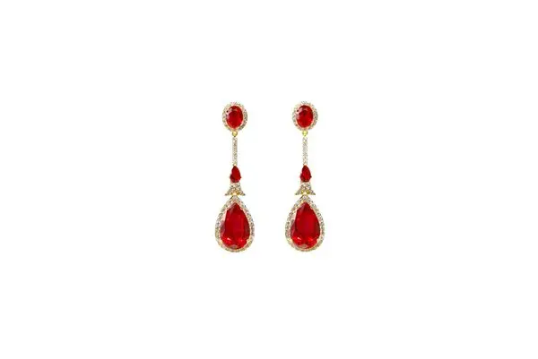 STEPHANIE BROWNE AUSTRALIA Alexandra Ruby And Gold Drop Earrings - Red