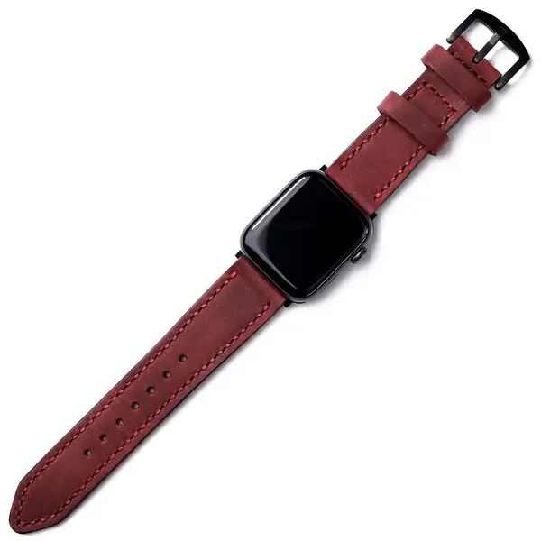 ROARCRAFT Apple Watch Ultra 49mm Leather Watch Strap - Red