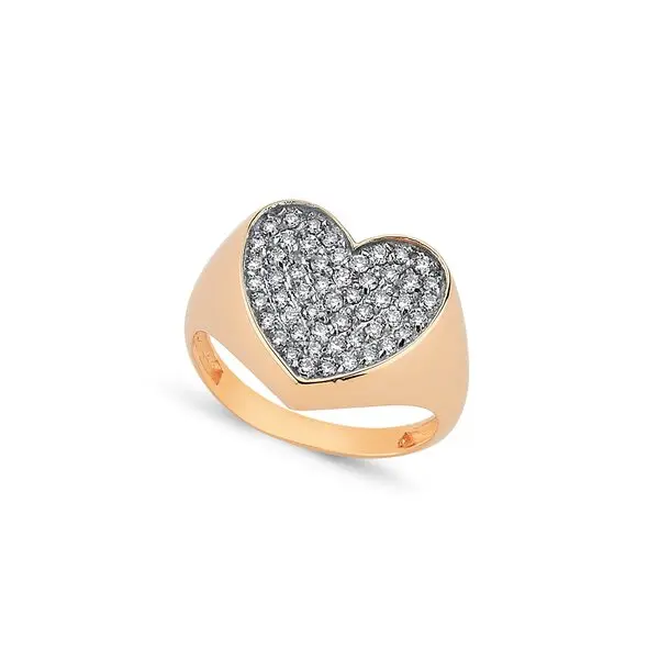 ECCE ARTISAN DIAMONDS 14k Heart Diamond Chevalier Ring - Rose Gold