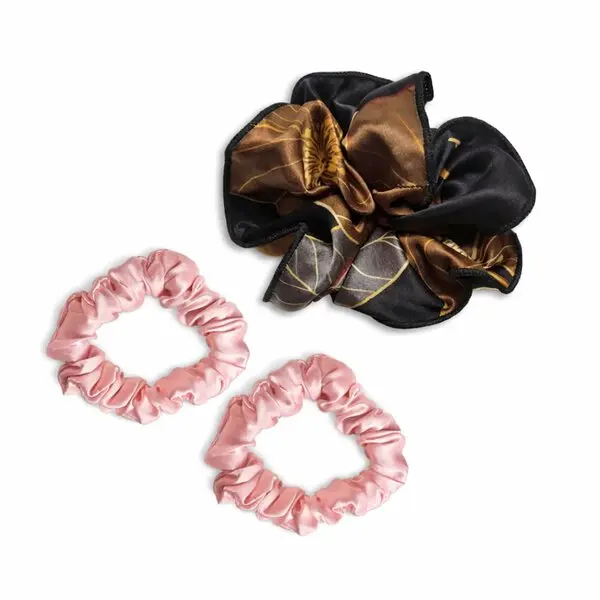 RAKHSH RAKHSHI Silk Scrunchies Set - Brown/pink