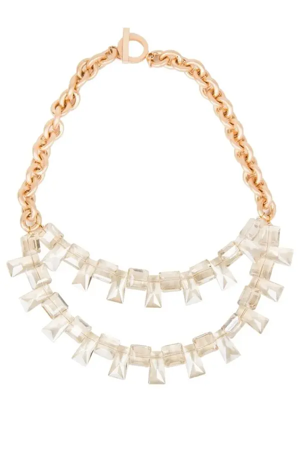 Saachi Crystal Box Bead Chain Necklace - Gold