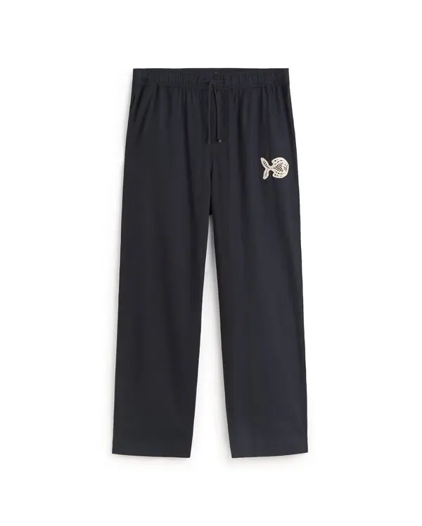 THINKING MU Hand-embroidered Organic Cotton Wide-leg Pants