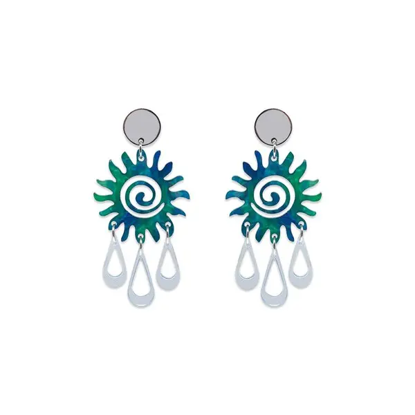 TOOLALLY Sun Chandelier Earrings - Blue