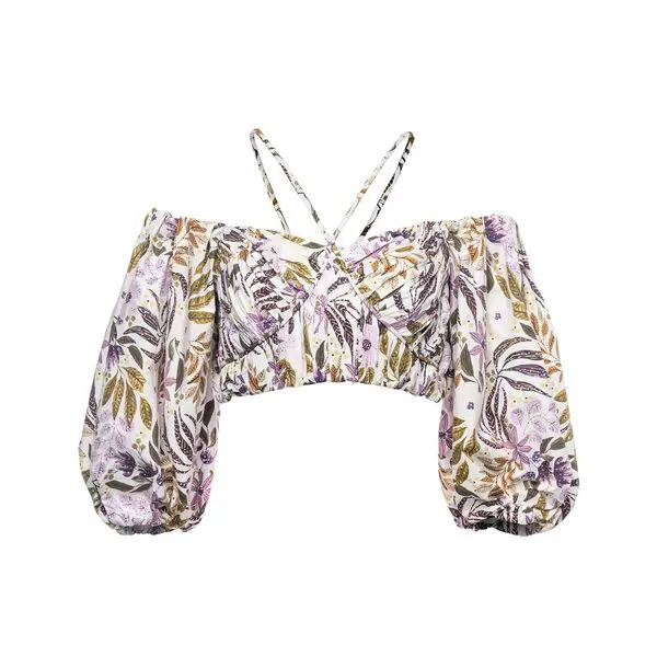 VASILIKI ATELIER Isabella Ruched Top Guache Floral