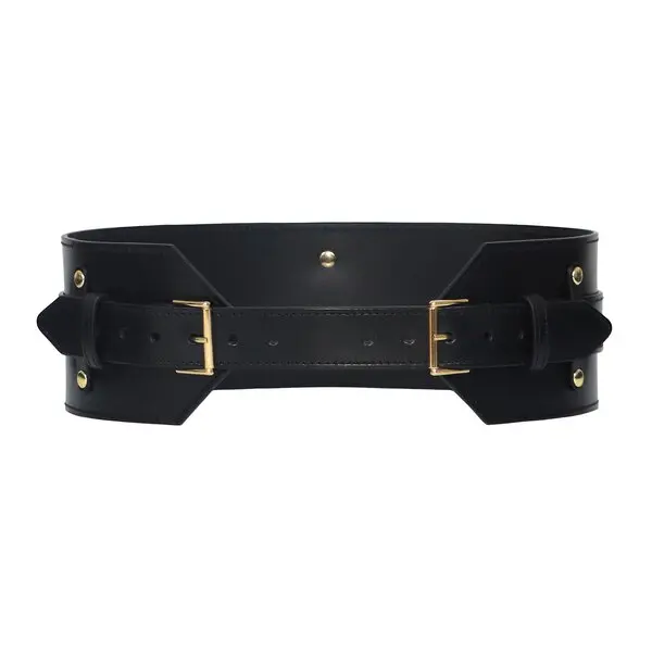 HAUTE CUIR Luxor Wide Leather Belt - Black