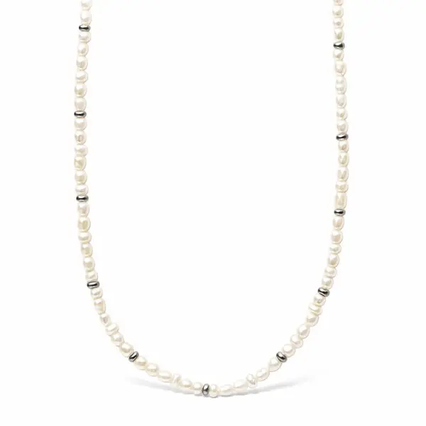 UNALOE Baroque Freshwater Pearl Necklace - Silver
