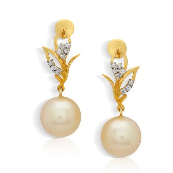 DHWANI BANSAL Avera Gold And Diamond Earrings With South Sea Pearls - Gold/white