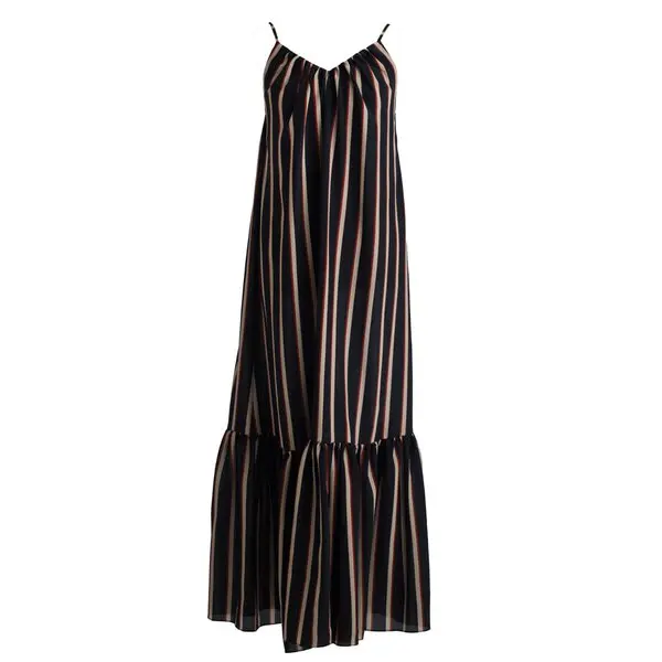MIONÈ Silk Striped Maxi Dress