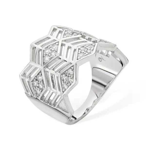 LUCY QUARTERMAINE Art Deco Triangle Ring - Silver