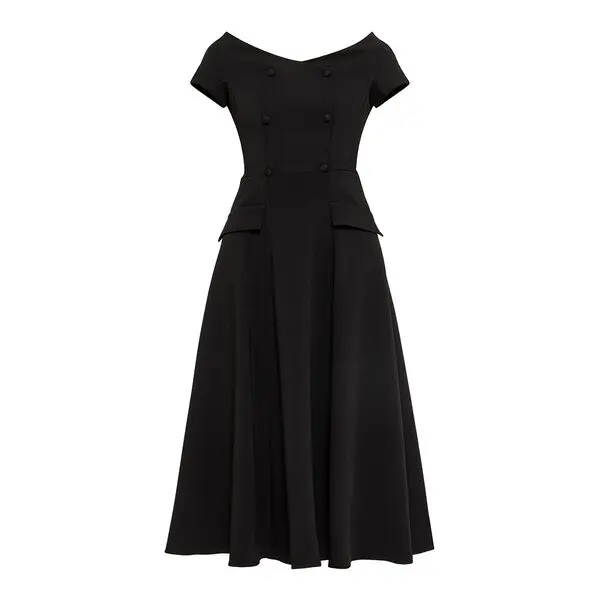 NISSA A-line Crepe Midi Dress