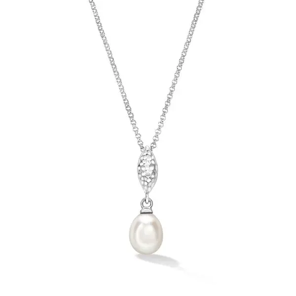 DOWER & HALL Sterling Marquise & Oval Pearl Pendant Necklace - Silver