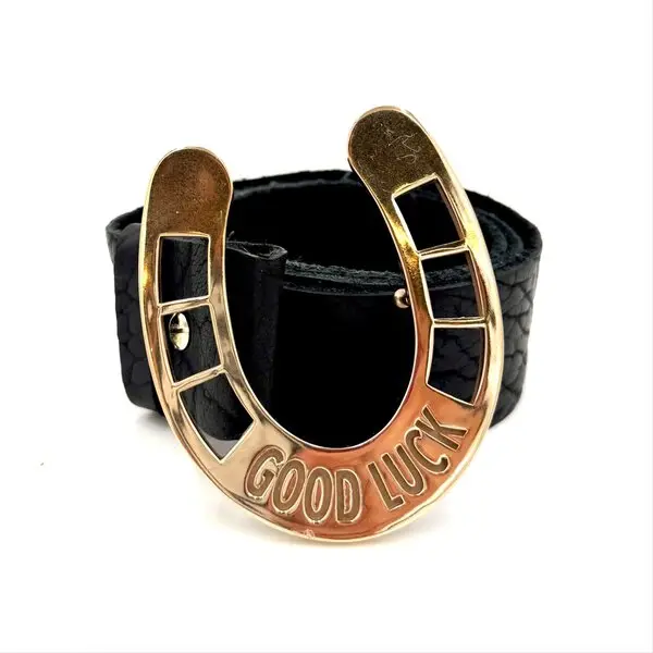 LYNN TALLERICO Horseshoe Belt With Brass Buckle - Black
