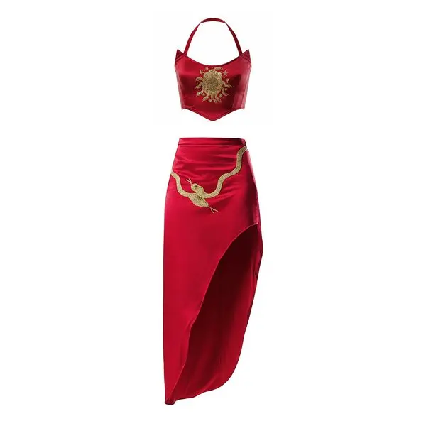 SONGS OF SIREN The Medusa Halter Corset Top - Red
