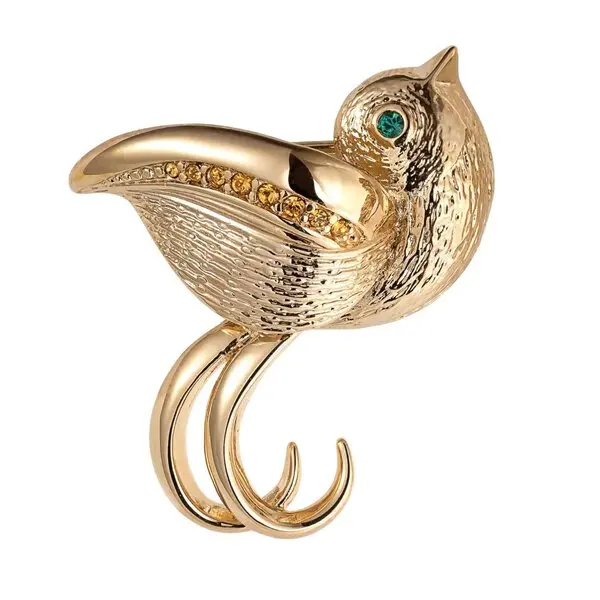 GROSSÉ Trésor Bird Brooch - Gold/green/brown