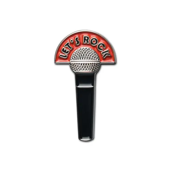 MAKE HEADS TURN Microphone Enamel Pin - Black/silver/red