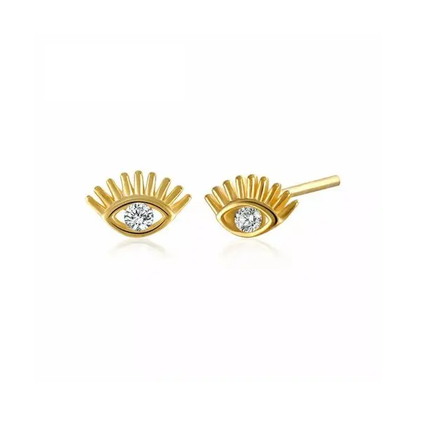 SPERO LONDON Sterling Silver Eye Stud Earrings - Gold