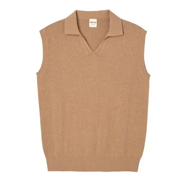 SALTS CASHMERE Polo Collar Knitted Tank
