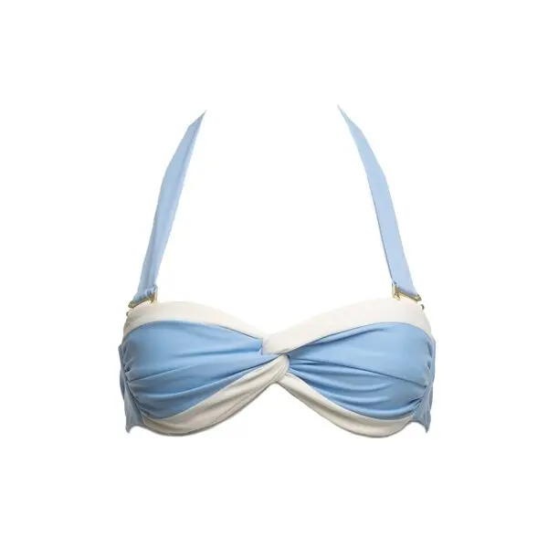 PATTI JANE SWIM Polly Halter Bandeau Bikini Top - Blue
