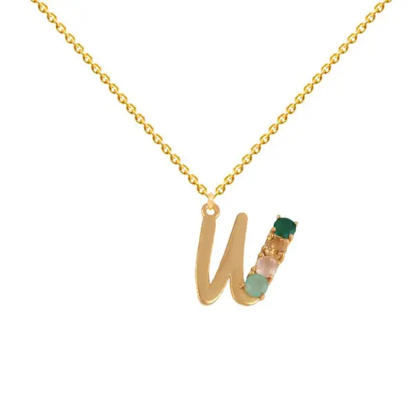 LAVANI JEWELS Initial Pendant Necklace - Yellow