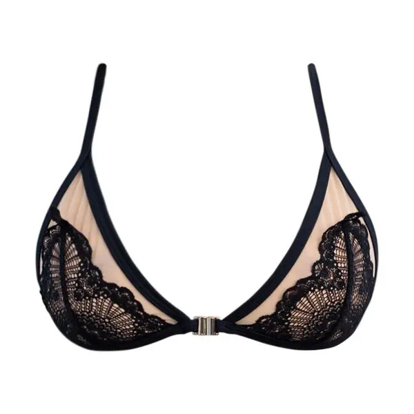 IVY SWIMWEAR Bianca Lace Triangle Bikini Top - Black