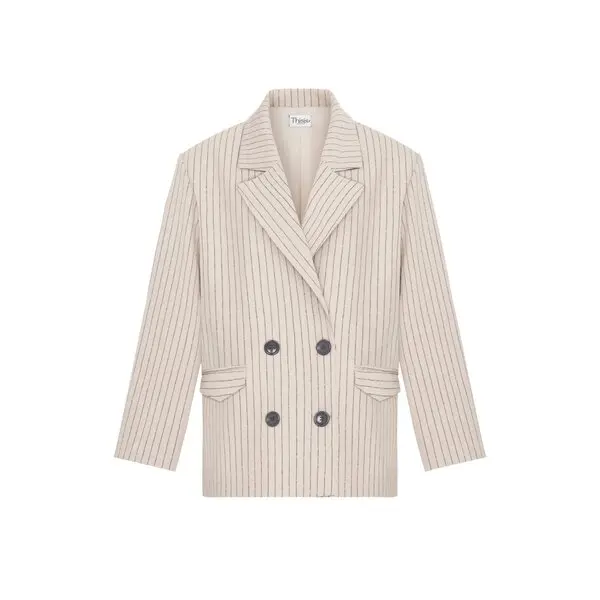 THISISU COLLECTION Double-breasted Pinstripe Blazer