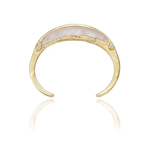 RARE MATTERS JEWELRY Gemstone Inlay Clear Quartz Cuff Bangle