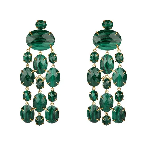 Bounkit Marysol Malachite Clip-on Earrings - Green