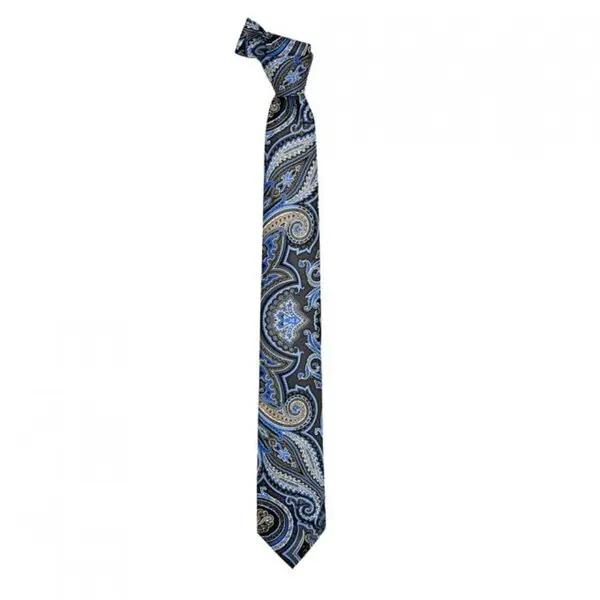 DAVID WEJ Paisley Printed Neck Tie - Blue/grey