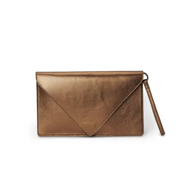 JUAN-JO Envelope Clutch With Chain And Leather Handle - Brown