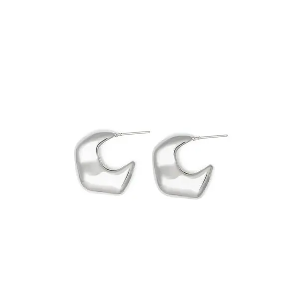 SHABELLA NYC Wave Tube Hoop Earrings - Silver