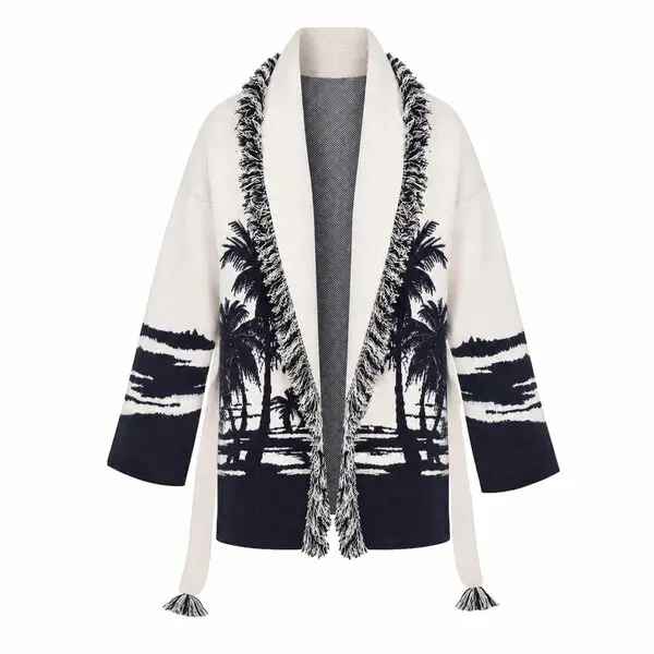 Loveist Store Palm Knit Cardigan - Blue/white