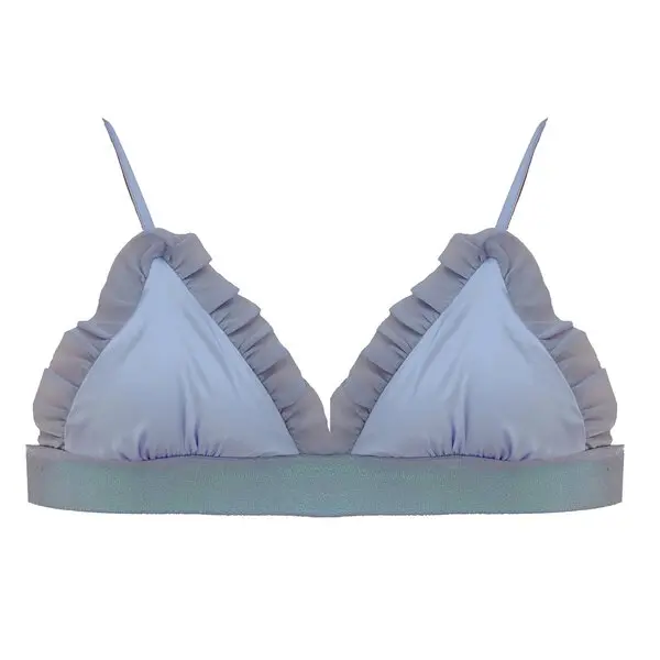 NOBLESSE OBLIGE Chiffon & Satin Unicorn Elastic Bralette - Blue