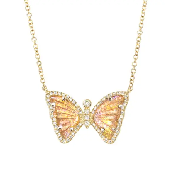 KAMARIA Mini Sunlight Butterfly Diamond Necklace - Orange