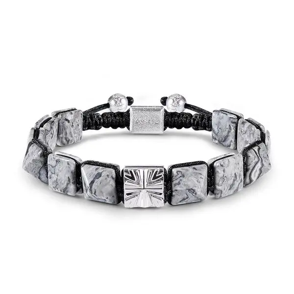 AWNL Knight's Cross Picasso Jasper Bracelet - Grey