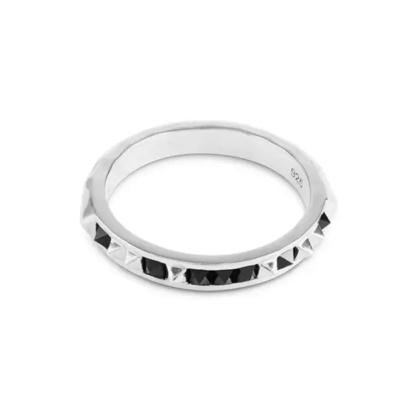 KASUN LONDON Crocodile Onyx Ring - Black/silver