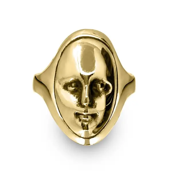 PERRY GARGANO The Stranger Face Brass Ring - Gold