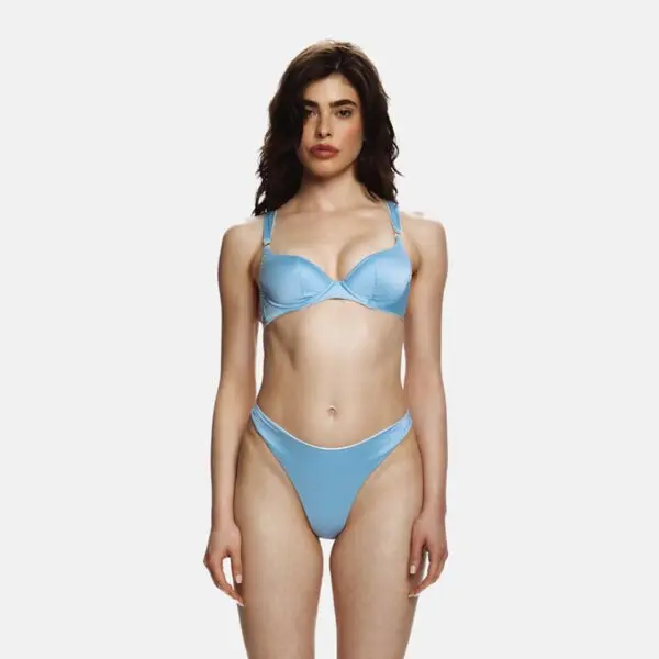 EKCENTRIK White / Blue Blue Crush Satin Bra - White/blue