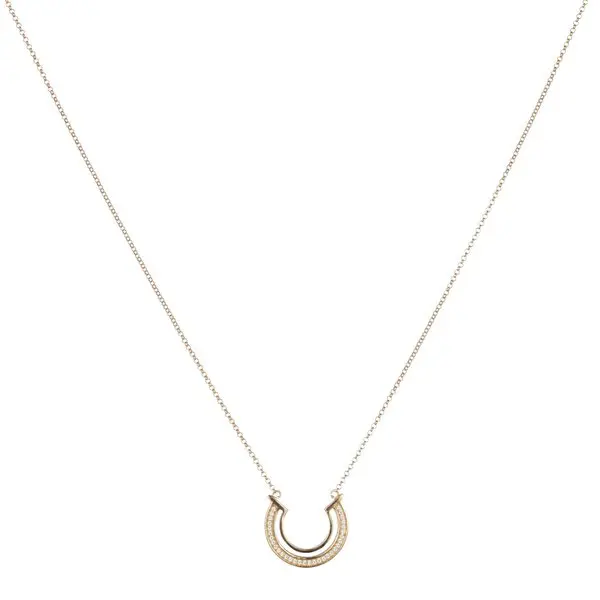 TOOLALLY Double Hoop Necklace With Cubic Zirconia - Gold