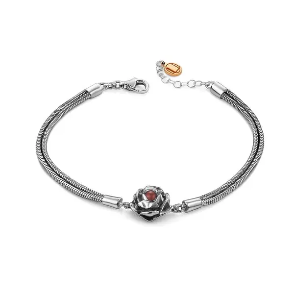 UNALOE Blackstar Sterling Silver Bracelet With Ruby - Silver/red